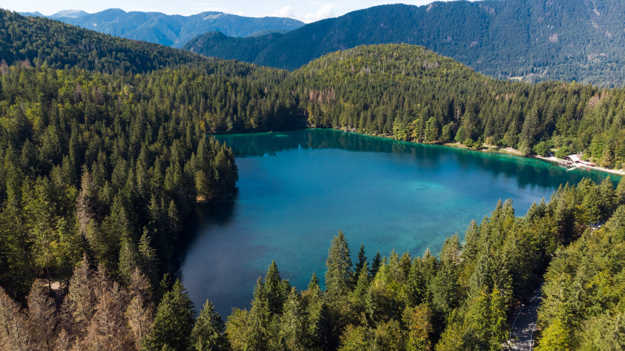 Fusine Lake in Italy. Aerial Drone View - Pulsemedia